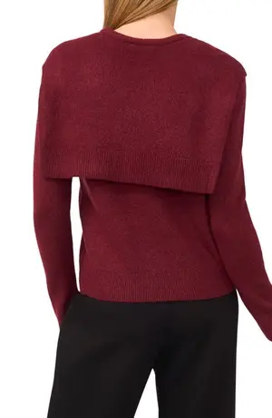 Halogen Sweater With Shoulder Wrap Detail - Burgundy