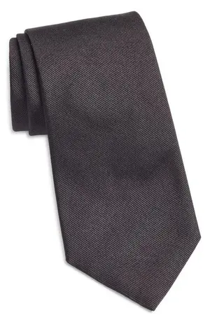 JACK VICTOR Solid Silk Neck Tie - Black