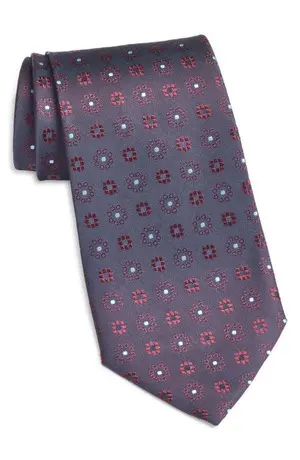 JACK VICTOR Floral Italian-Silk Jacquard Neck Tie Berry