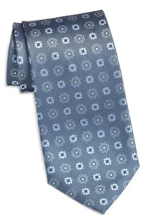 JACK VICTOR Floral Italian-silk Jacquard Neck Tie - Blue