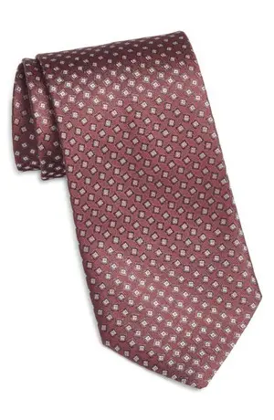 JACK VICTOR Geometric Italian Silk Tie - Wine