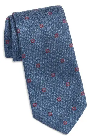 JACK VICTOR Geometric Cotton Standard Neck Tie - Blue