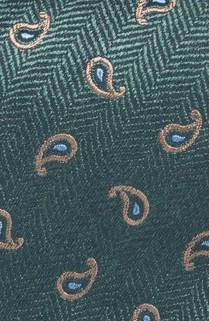 JACK VICTOR Paisley Silk And Cotton Tie - Green