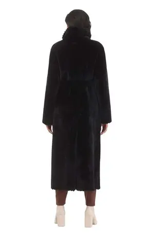 Gorski Genuine Shearling Long Coat - Black/black