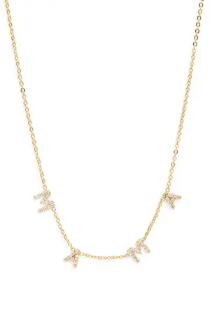THE SIS KISS Mini Mama Charm Chain Necklace - Gold W/crystals