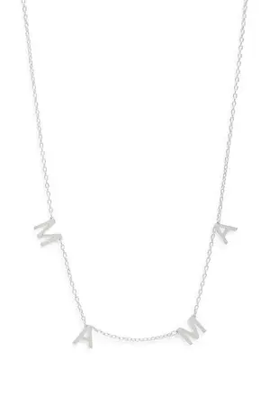 THE SIS KISS Mini Mama Charm Chain Necklace - Silver No Crystals