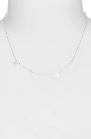 THE SIS KISS Mini Mama Charm Chain Necklace - Silver No Crystals