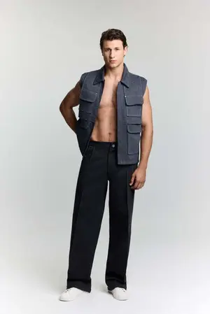 JENDUE Edgar Denim Utility Vest - Deep Blue