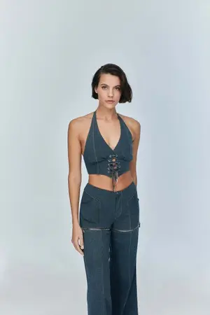 JENDUE Monte 2-in-1 Denim Jeans & Shorts - Blue
