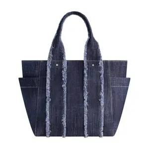 True Religion Frayed Handle Denim Tote