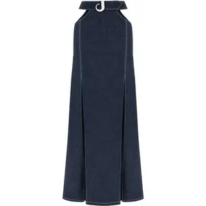 JENDUE Siena Maxi Denim Skirt - Blue