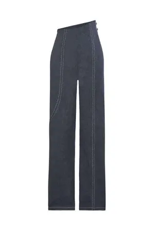 JENDUE Serendipity Wide-leg Denim Jeans With Asymmetrical Waist