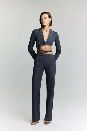 JENDUE Serendipity Wide-leg Denim Jeans With Asymmetrical Waist