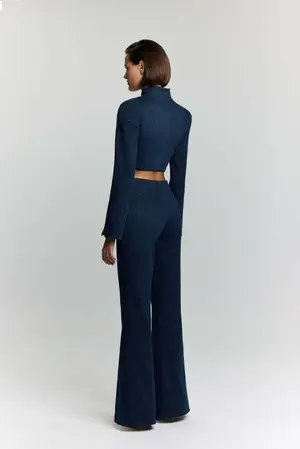 JENDUE High-waisted Flared Jeans With Slits