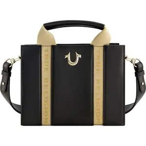 True Religion Licensed Faux Leather Mini Tote Bag With Branded Straps - Black