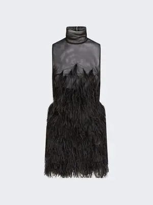 Attico Feather-embellished Mini Dress - Black