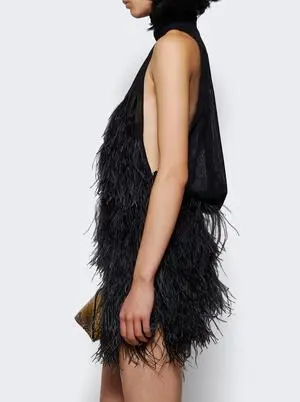 Attico Feather-embellished Mini Dress