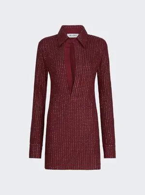 Attico Mini Dress With Crystal Embellishments - Red