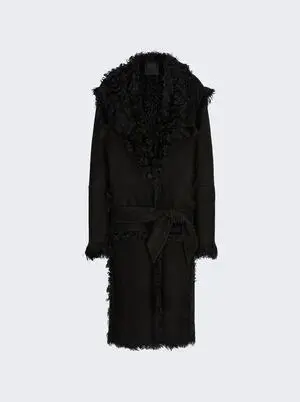 Attico Long Lamb Leather Coat - Black