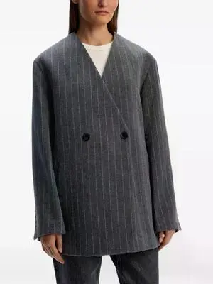 12 STOREEZ Pinstripe Double-breasted Coat