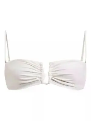 12 STOREEZ Gathered V-neck Bikini Top - White