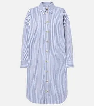 Bottega Veneta Striped Cotton Poplin Shirt - Blue