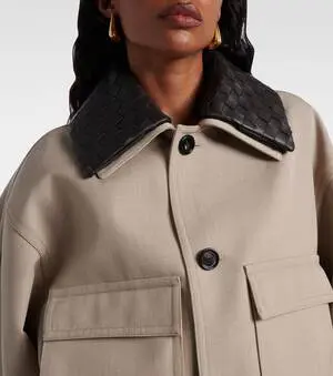 Bottega Veneta Cropped Leather-trimmed Wool Jacket