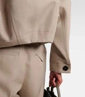 Bottega Veneta Cropped Leather-trimmed Wool Jacket