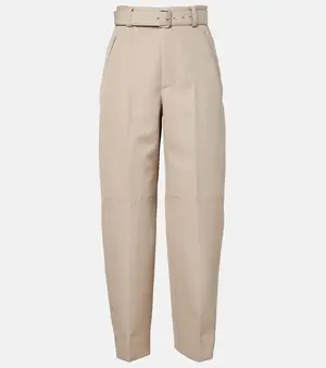 Bottega Veneta High-rise Straight Wool Pants - Beige