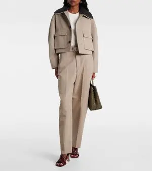 Bottega Veneta High-rise Straight Wool Pants - Beige