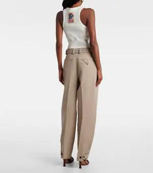 Bottega Veneta High-rise Straight Wool Pants - Beige