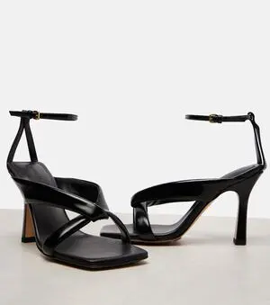 Bottega Veneta Riva Leather Heeled Sandals - Black