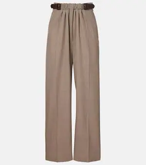 Loewe Gathered Wide-leg Wool Pants