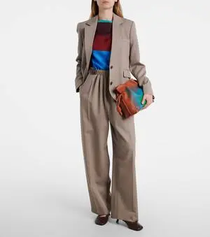 Loewe Gathered Wide-leg Wool Pants
