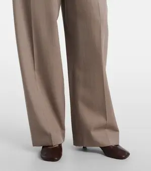 Loewe Gathered Wide-leg Wool Pants