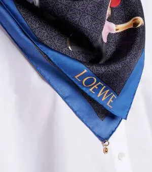 Loewe Anagram Logo Silk Twill Scarf