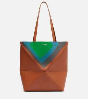 Loewe X Albers Puzzle Fold Medium Leather Tote Bag - Brown