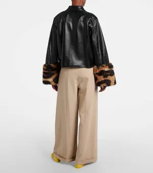 Loewe Shearling-trimmed Leather Jacket