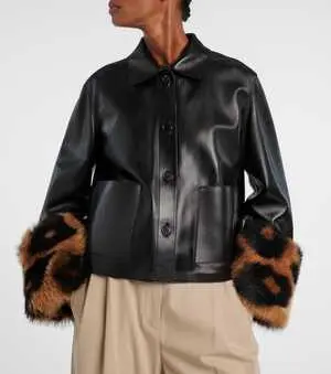 Loewe Shearling-trimmed Leather Jacket