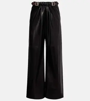 Loewe Gathered Wide-leg Leather Pants