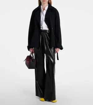 Loewe Gathered Wide-leg Leather Pants