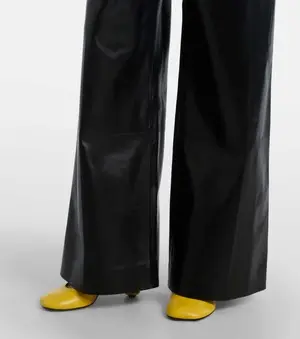Loewe Gathered Wide-leg Leather Pants