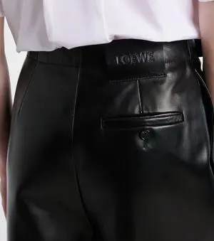 Loewe Gathered Wide-leg Leather Pants