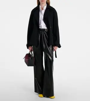 Loewe Gathered Wide-leg Leather Pants