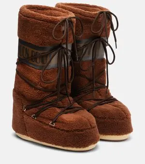 Moon Boot Icon Fleece Knee-high Lace-up Boots - Brown