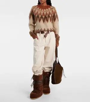 Moon Boot Icon Fleece Knee-high Lace-up Boots - Brown
