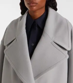 Loewe Pebble Double-breasted Wool Pea Coat - Grey
