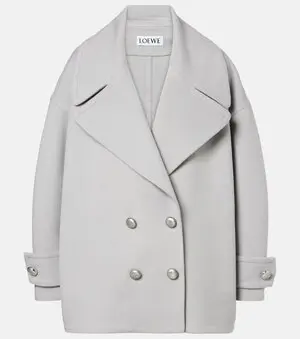 Loewe Pebble Double-breasted Wool Pea Coat - Grey