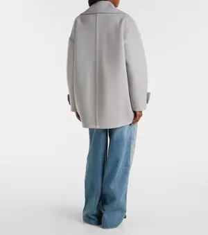 Loewe Pebble Double-breasted Wool Pea Coat - Grey