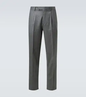 Zegna Wool Flannel Straight Pants - Grey
